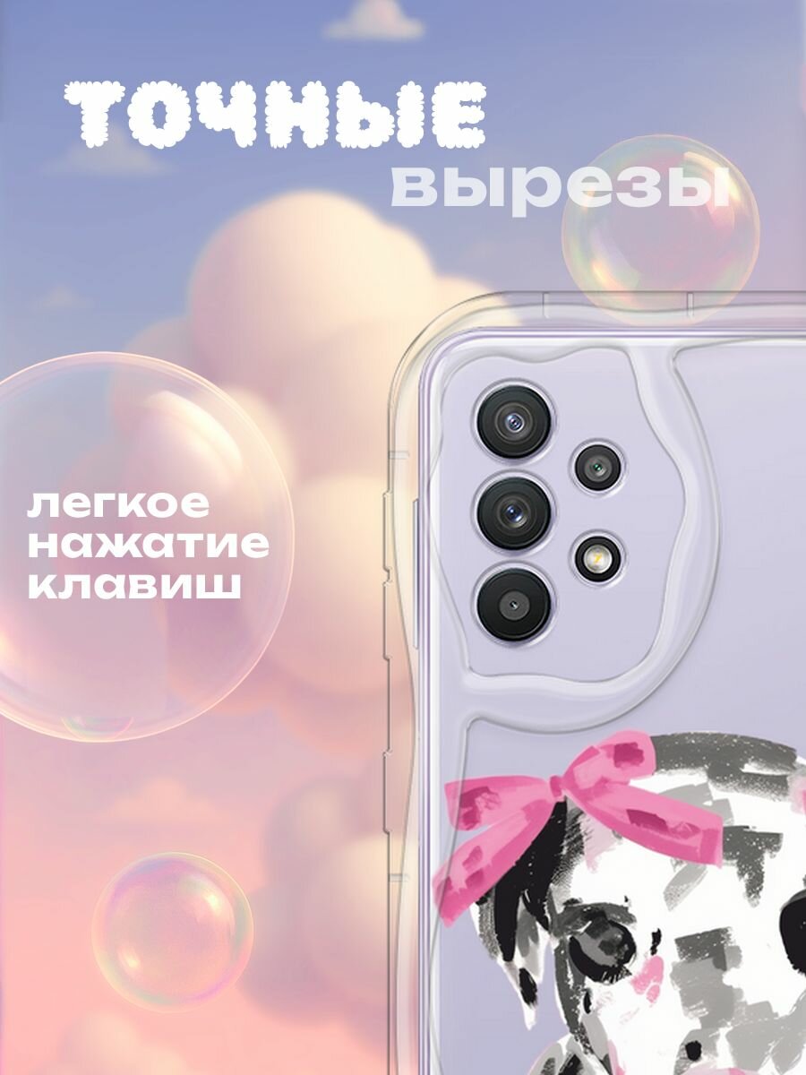 Чехол на Samsung Galaxy A32 / Самсунг А 32 с принтом "Далматинец с бантиком 3" — фото 1