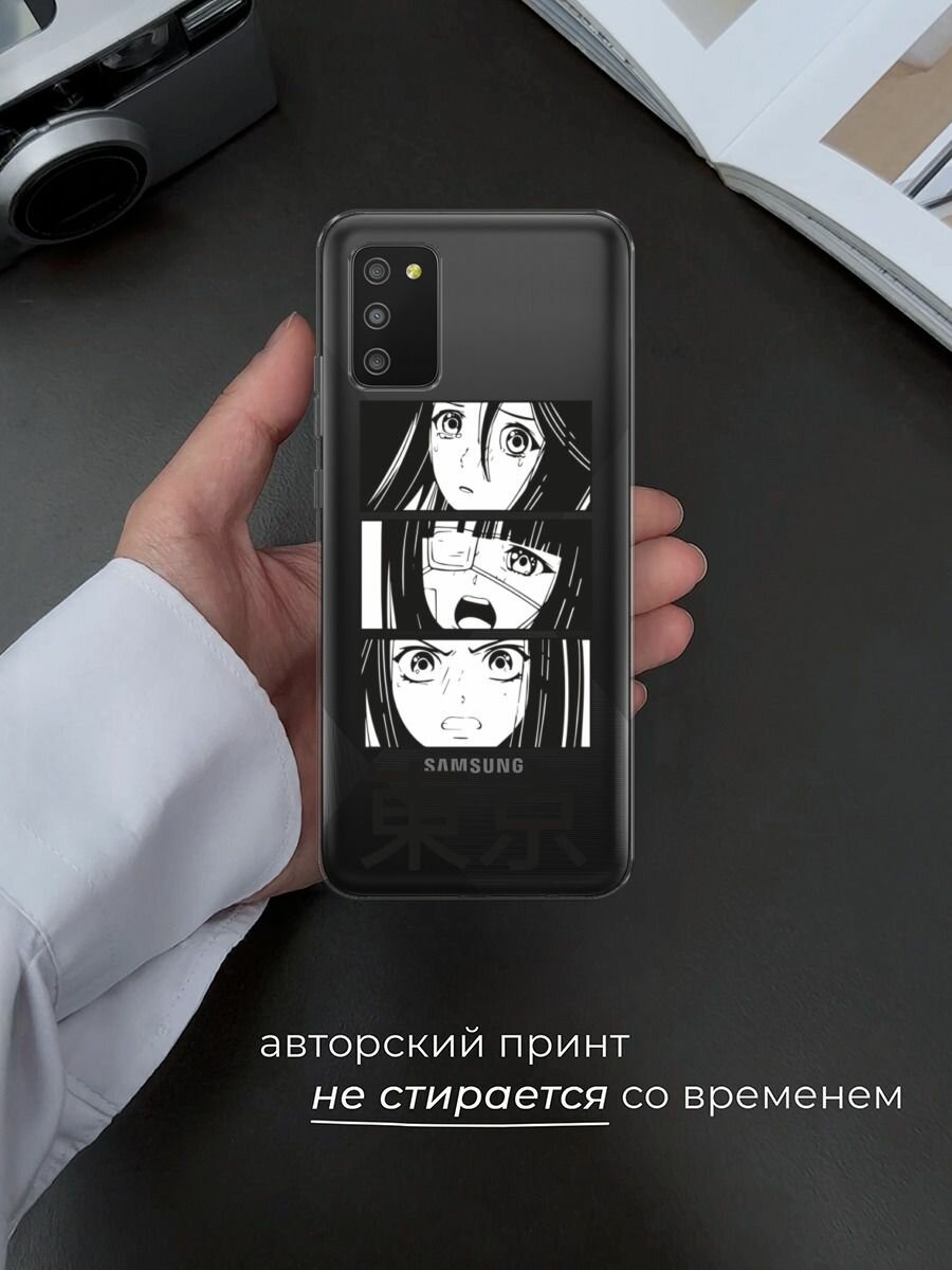 Чехол на Samsung Galaxy A02s / Самсунг Галакси A02s с принтом "Tokyo girls", прозрачный — фото 1