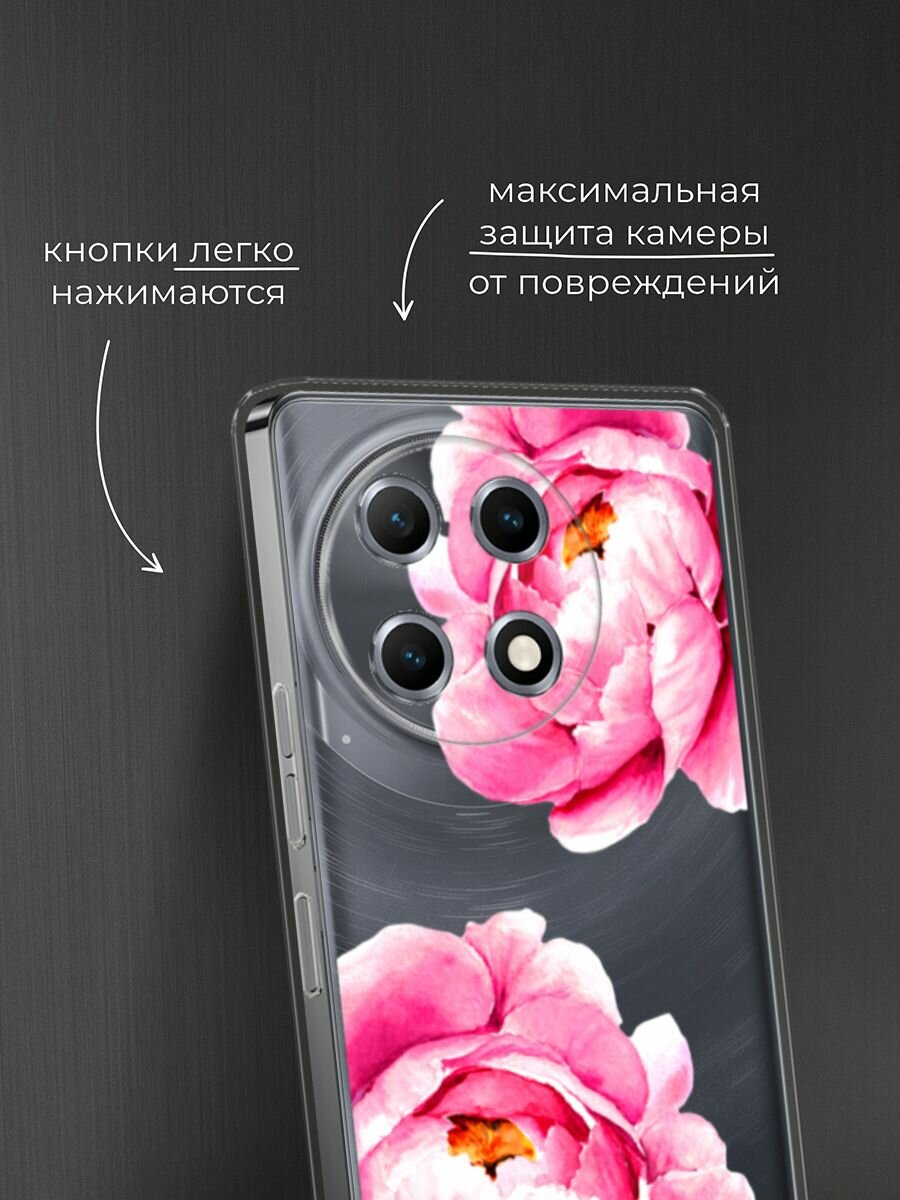 Чехол на Tecno Camon 30S / Текно Камон 30S с принтом "Open peonies", прозрачный — фото 1