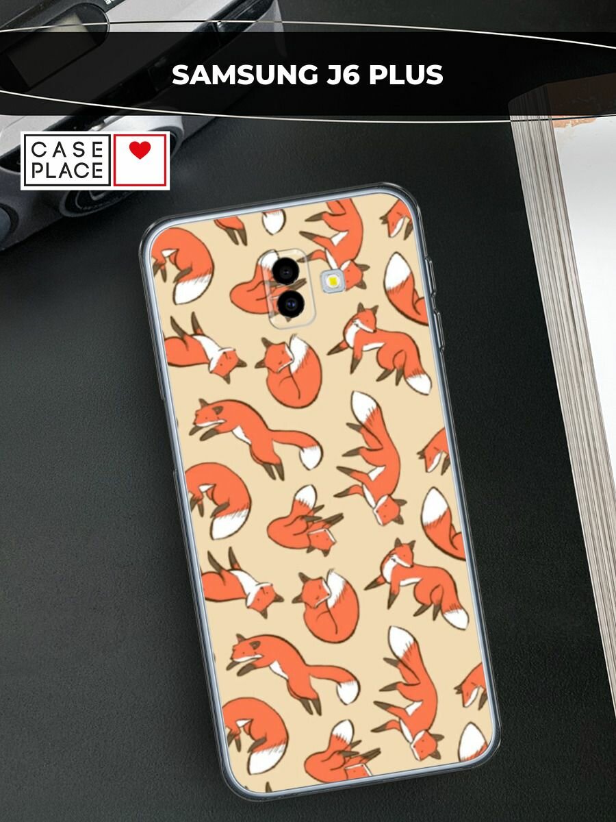 Чехол на Samsung Galaxy J6 + / Самсунг Галакси J6 Плюс 2018 с принтом "Лисички фон"