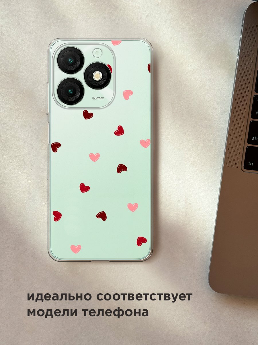 Чехол на Itel A50 / Ител А50 с принтом "Бордовые сердечки 2" — фото 1