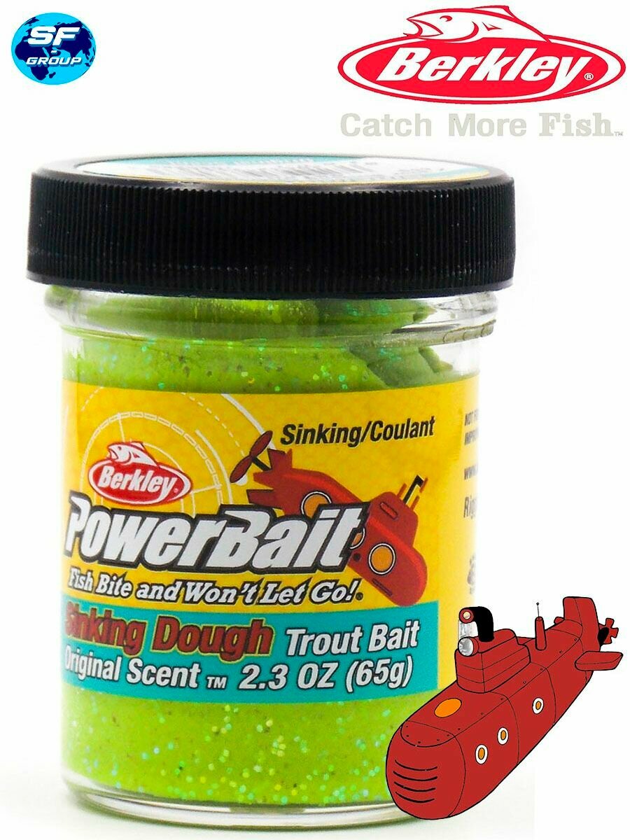Паста Berkley PowerBait Sinking Dough Trout Bait Sinking Chartreuse 65g