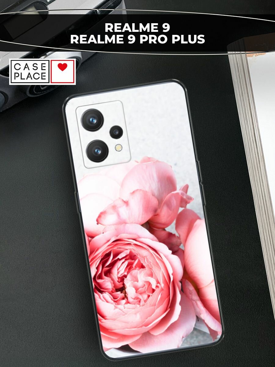 Чехол на Realme 9 4G/9 Pro Plus / Реалми 9 4G/9 Pro Plus с принтом "Пионы на белом"