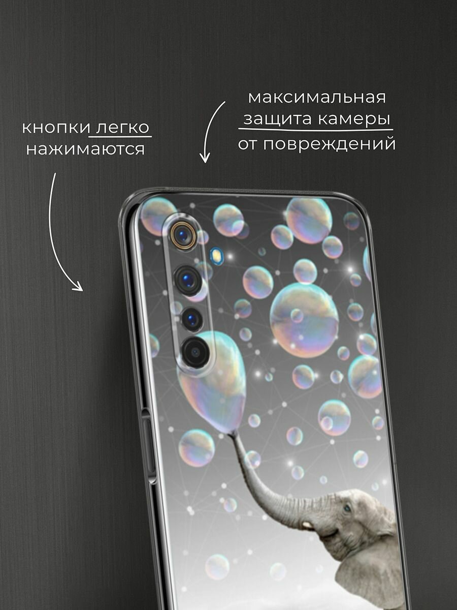 Чехол на Realme 6 Pro / Реалми 6 Про с принтом "Слон и мыльные пузыри" — фото 1