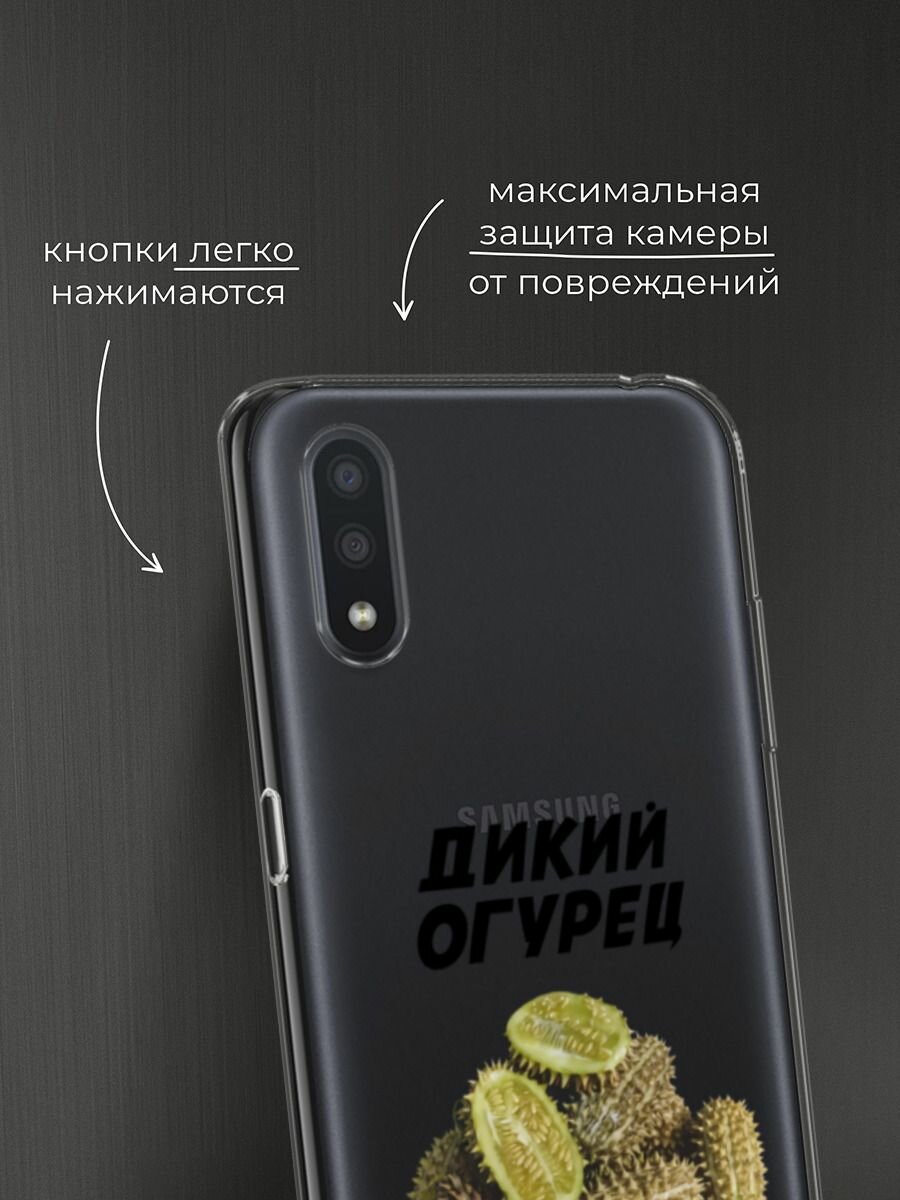 Чехол на Samsung Galaxy A01 / Самсунг Гэлакси А01 с принтом "Дикий огурец", прозрачный — фото 1