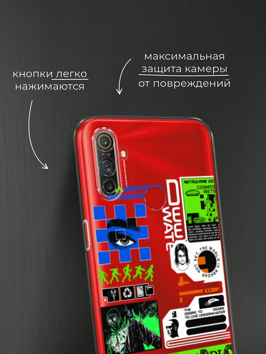 Чехол на Realme C3 / Реалми C3 с принтом "Nothing impossible", прозрачный — фото 1