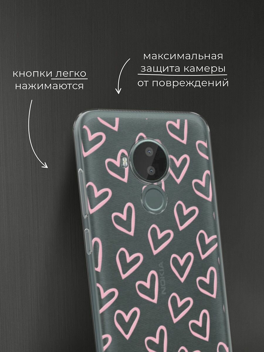 Чехол на Nokia C30 / Нокия C30 с принтом "Сердца паттерн" — фото 1