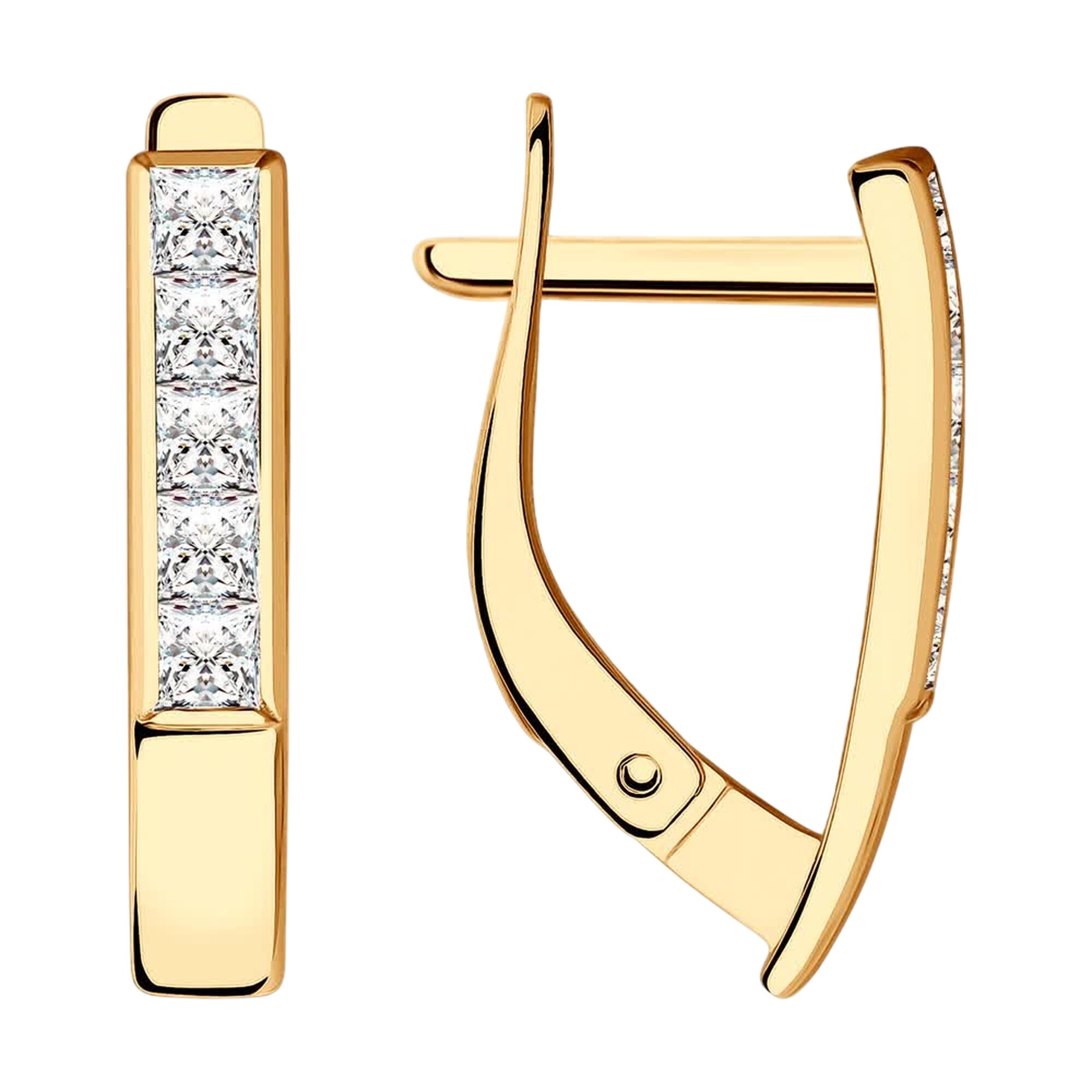 Серьги, красное золото, 585 проба, фианит