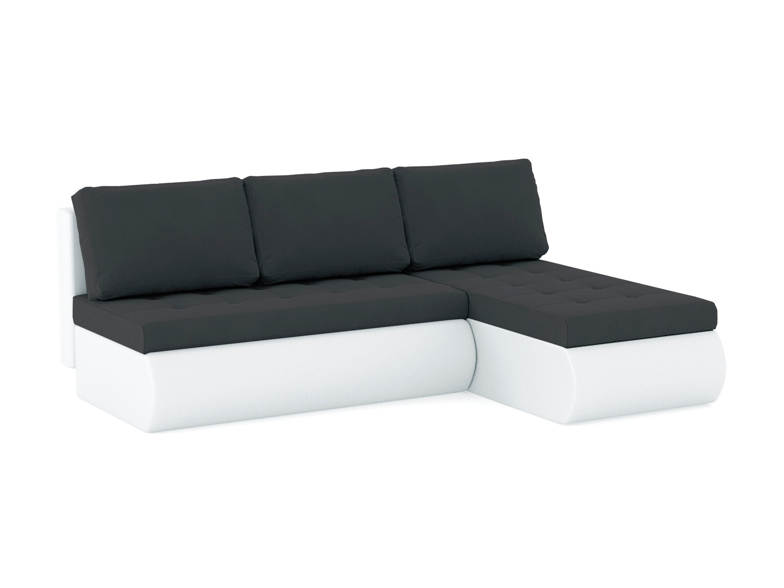 Угловой диван Кормак без подлокотников, еврокнижка, велюр Зара Грей 18 / кожзам белый