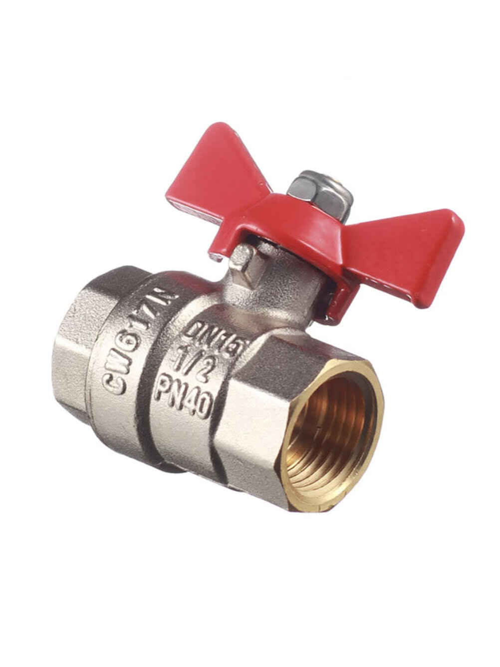 Кран шаровой латунный Base 1/2 ВР(г) х 1/2 ВР(г) бабочка прямой