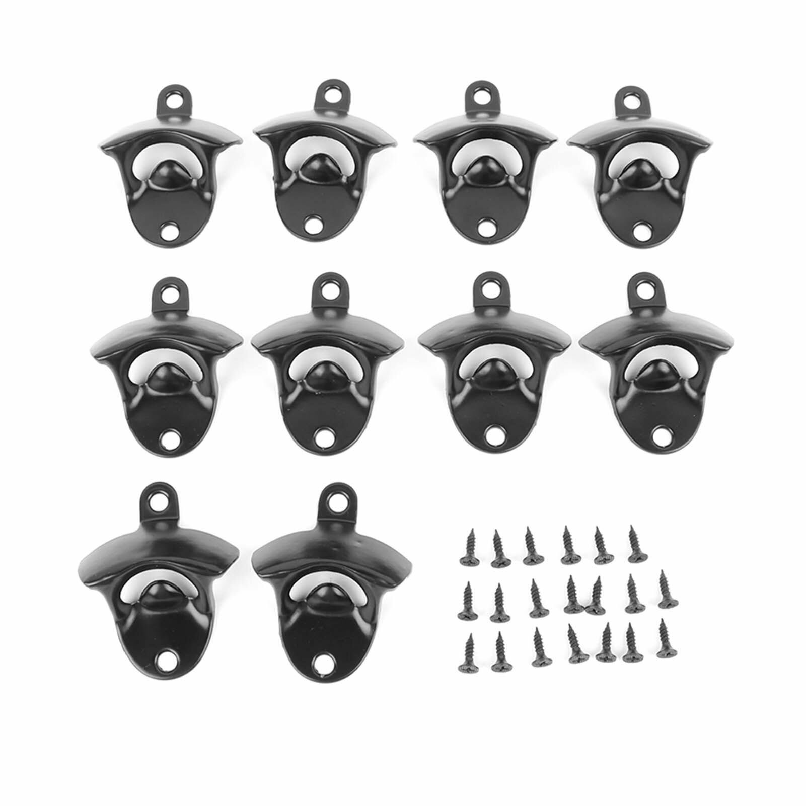 Набор из 10 черных открывалок для пивных бутылок, барных открывалок для бутылок с газировкой, для ресторана, кемпинга, дома, вечеринки, прочный