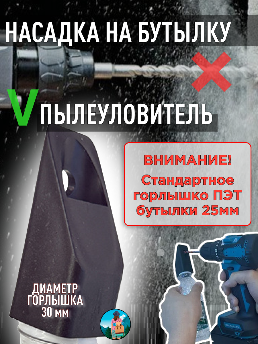 Пылесборник для сверления, пылеулавливатель для перфоратора, насадка на бутылку