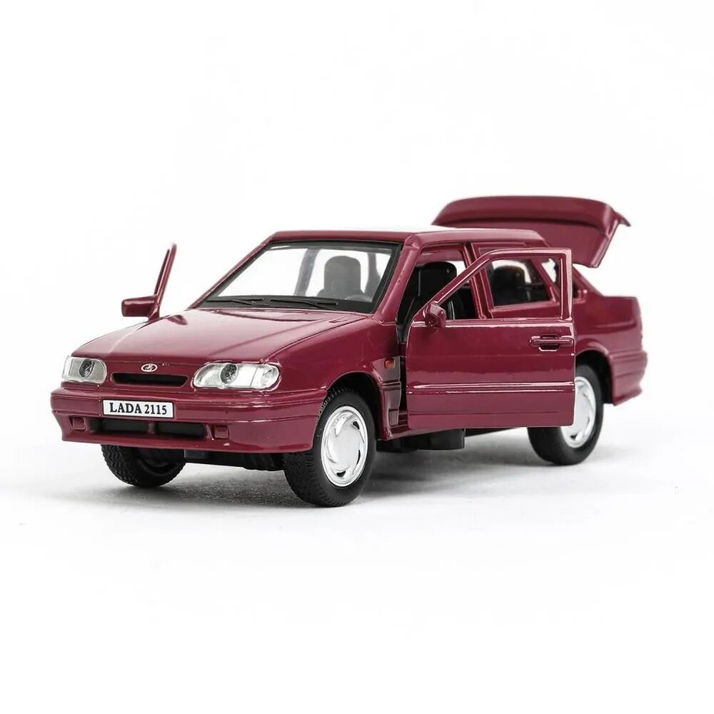 Машинка металлическая инерционная Технопарк Ваз-2115 Самара, 12 см, вишневая