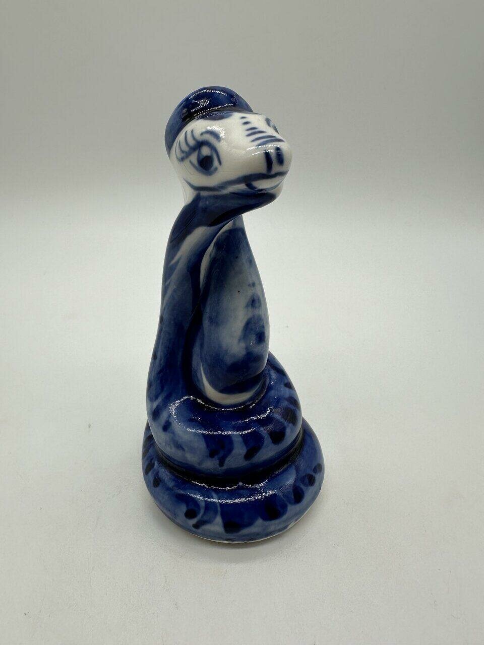 Статуэтка Змейка Гжель Фарфор винтаж