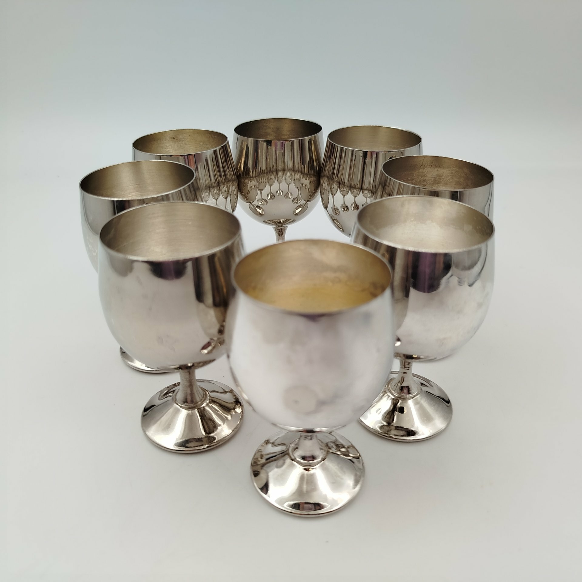 Набор рюмок на 8 персон, металл, Западная Европа, 1950-1990 гг.