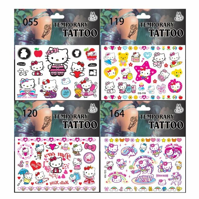 Товары для дня рождения в стиле Hello Kitty: украшения, подарочные штампы, браслеты «Пат-а-бу», временные наклейки, наполнитель для детских подарочных пакетов.