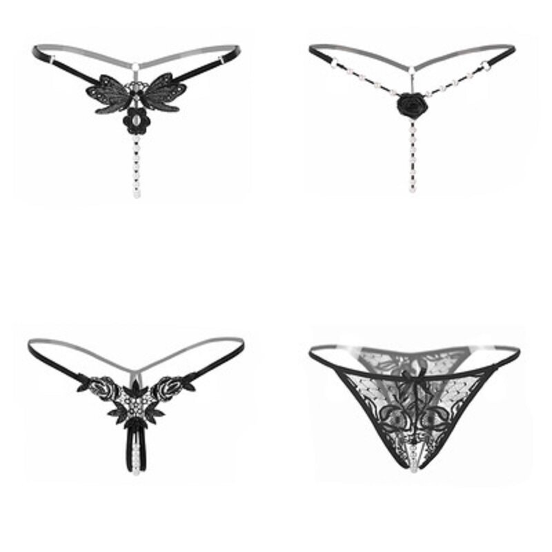 Lady's dream Женские стринги с функцией жемчужного массажа, полностью прозрачные, с сексуальным вырезом, подходят для веса 40-80 кг, упаковка 4 шт.