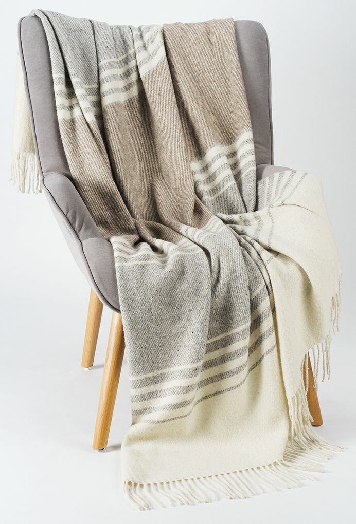 Плед индийский 1,5 спальный PS70-1 150х200 на кровать, диван, кресло, 100% шерсть