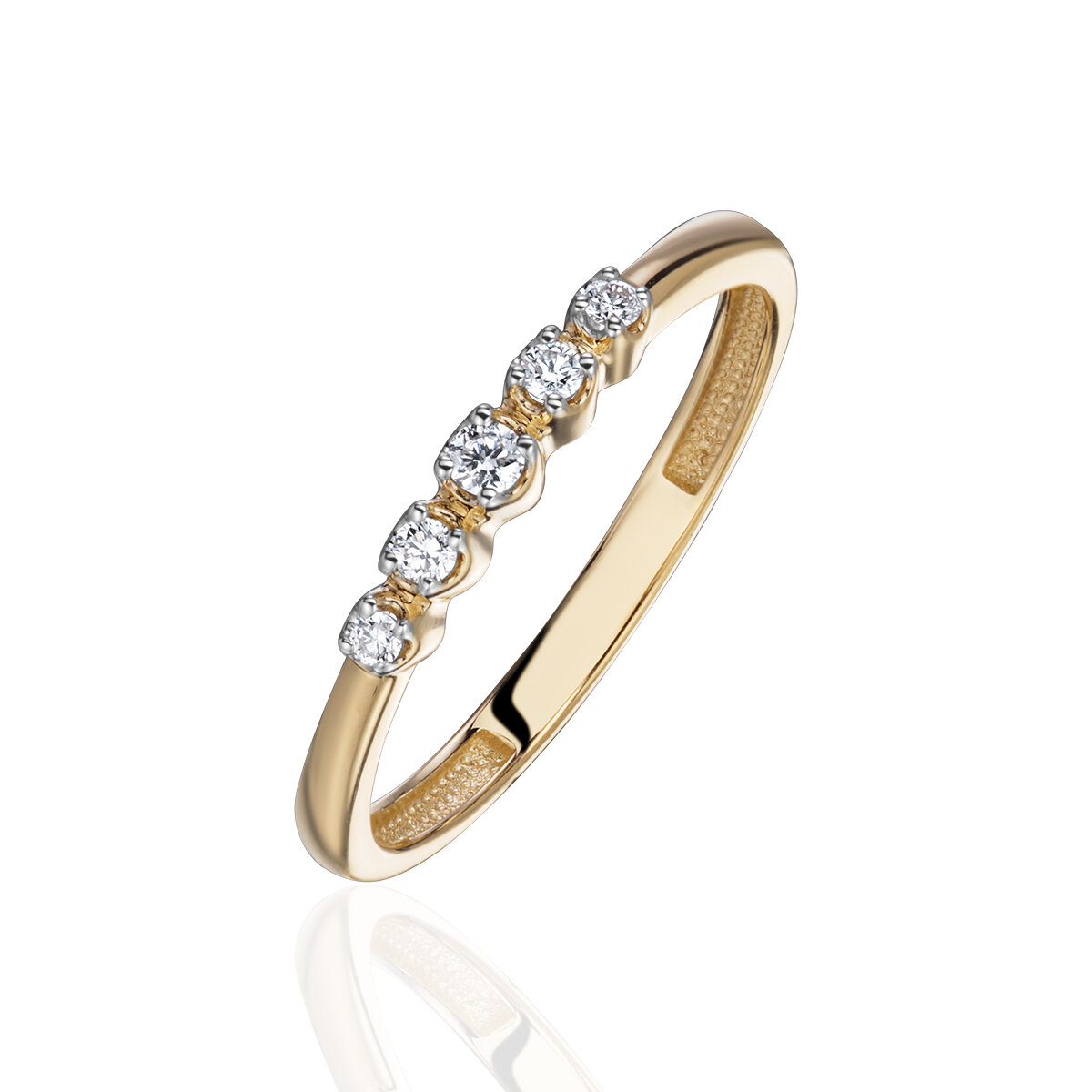 Кольцо, желтое золото, 585 проба, родирование, бриллиант