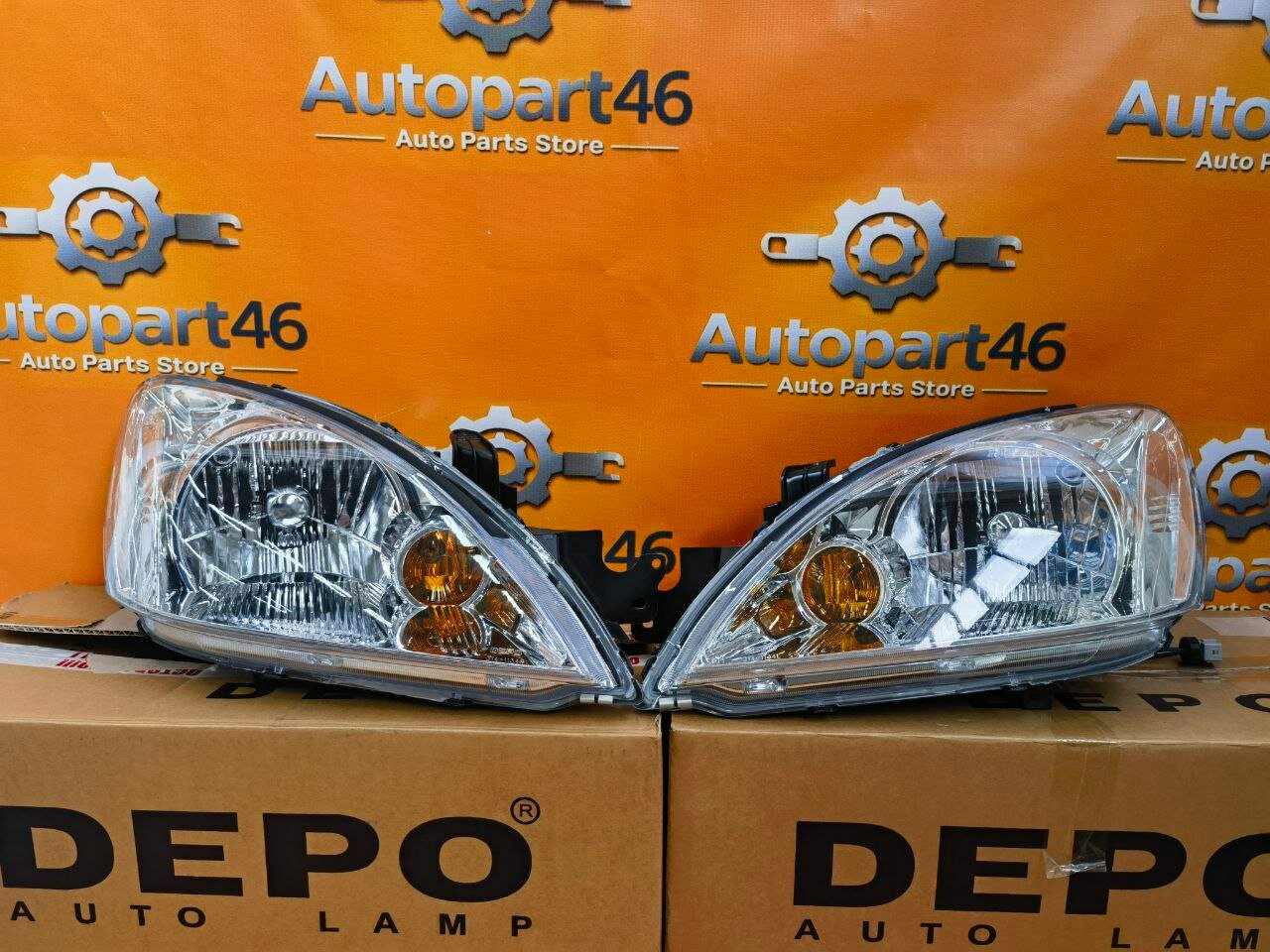 Фары митсубиси ланцер 9 MITSUBISHI LANCER 9 хром электрокорректор DEPO.