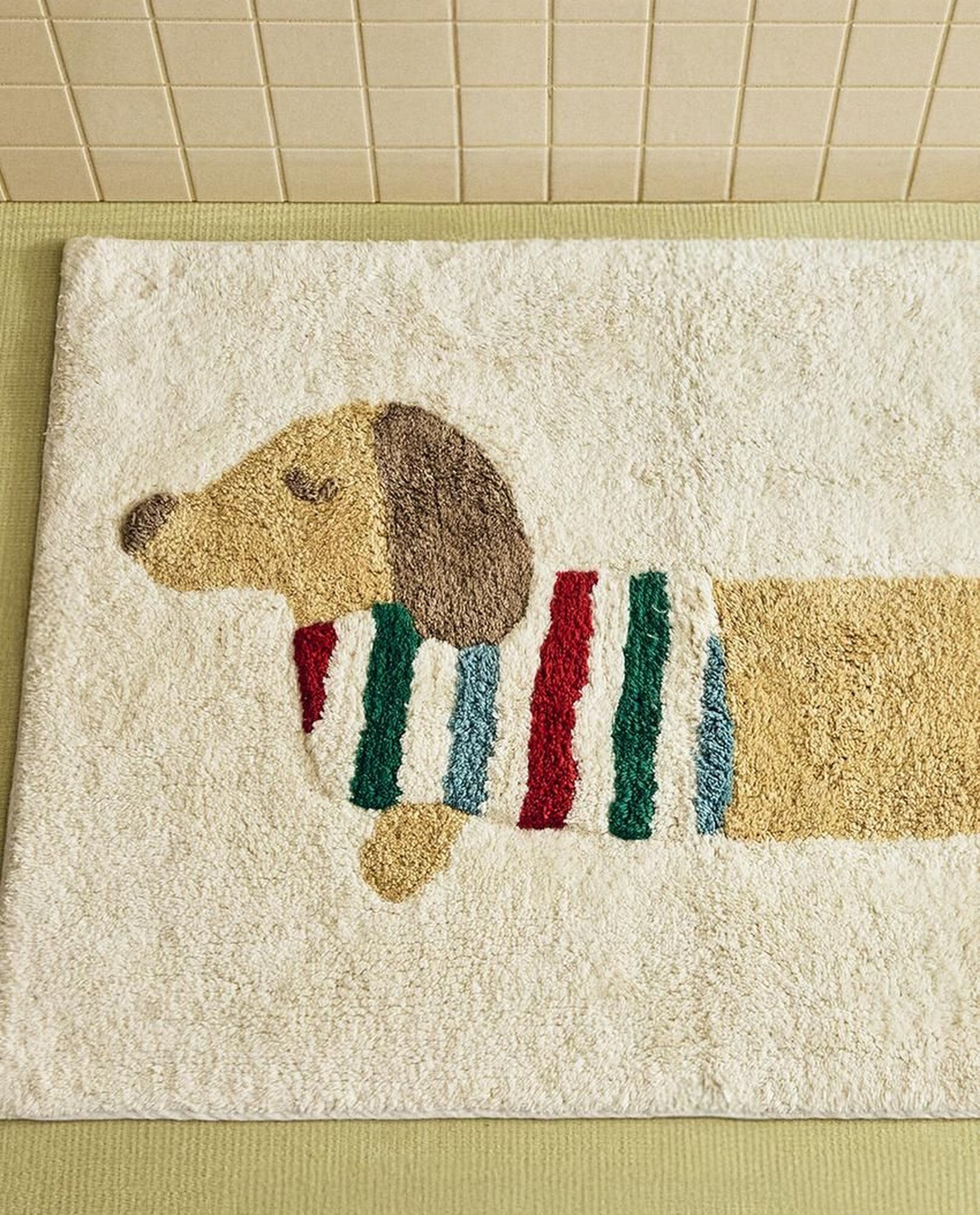 Хлопковый коврик для ванной с изображением собаки ZARA HOME 9646/015 - 50 x 70 см, цвет светло-бежевый