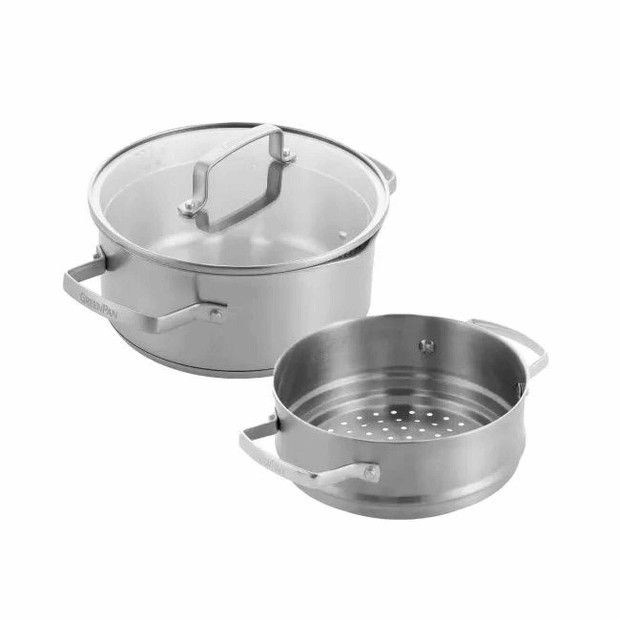 Набор кастрюль и пароварок GreenPan Chef's Collection, цвет матовое серебро