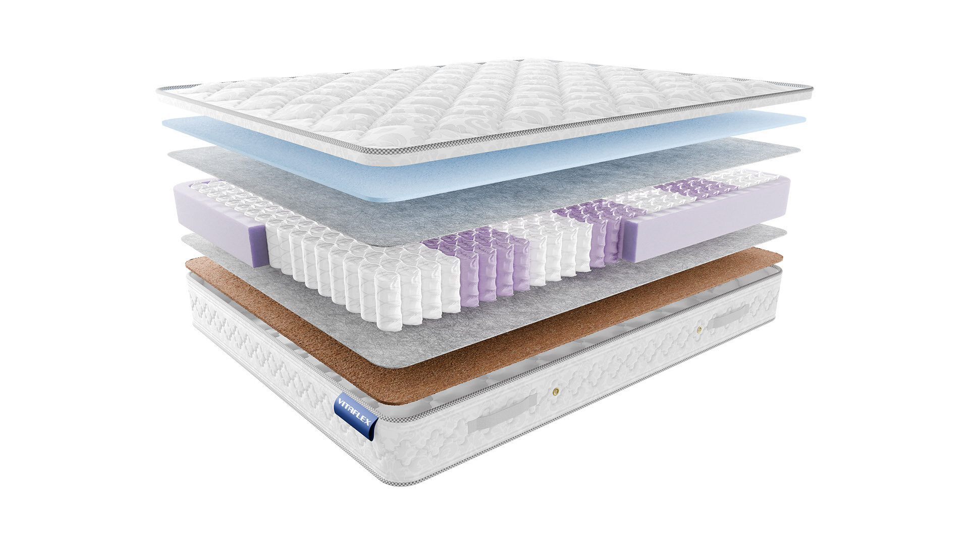 Матрас Vitaflex Foam-Hard 70х195 серии Simple высота 22 см анатомический средней жесткости кокосовый Независимые пружины