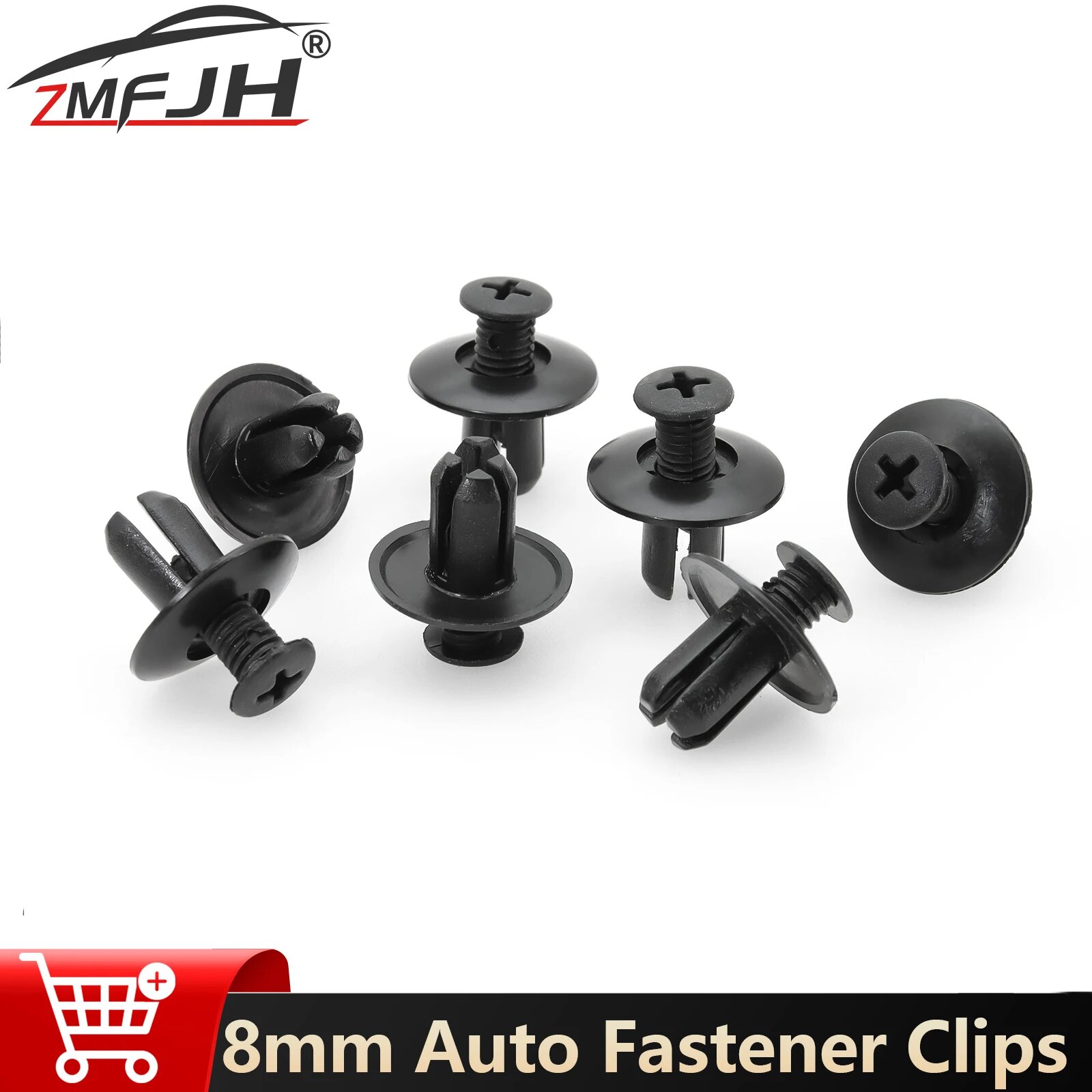 50 Шт. 8-миллиметровых Черных Пластиковых Крепежных Клипс Для Автомобильных Дверных Панелей, Бамперов И Обшивки Кузова