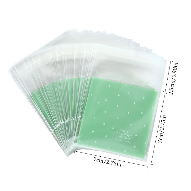 50 шт. прозрачных пакетов для конфет YONGSNOW 7*7+3 см Изумрудный, B04-50pcs