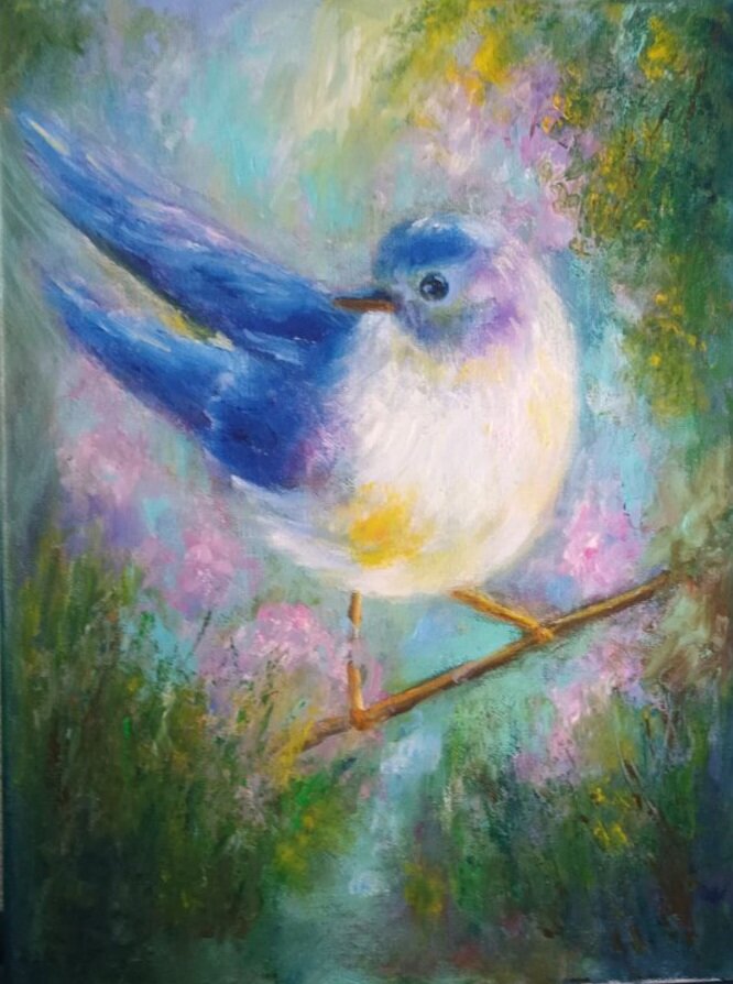 Картина "Птичка", масло, холст на подрамнике.