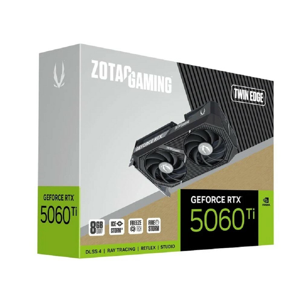 Zotac Видеокарта GAMING GeForce RTX 5060 Ti Twin Edge 8Gb DDR7 128 bit 2407 2572 MHz 3 DP HDMI 2 FAN ZT-B50610E-10M RTL