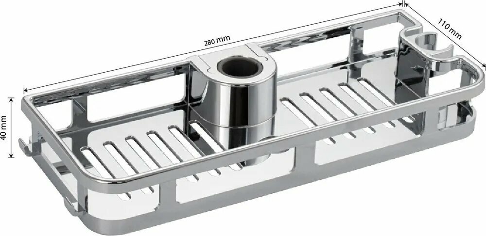 BRIMIX - Полка для душевых стоек и стоек тропический душ, глубокая, хромированная