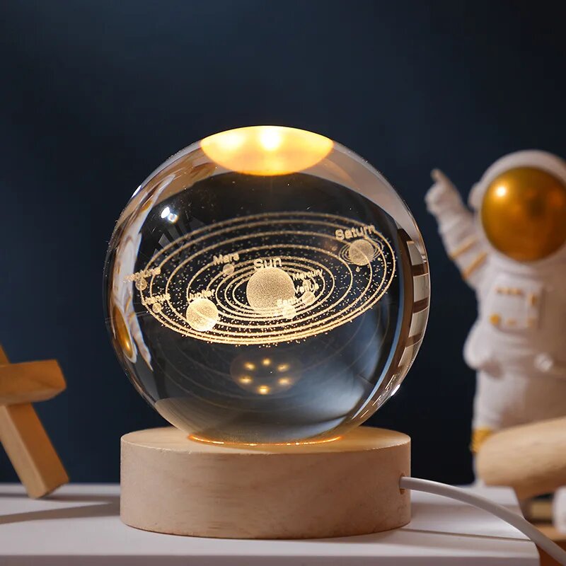 3D хрустальный ночник "Солнечная система" 6cm ball with base, Solar System