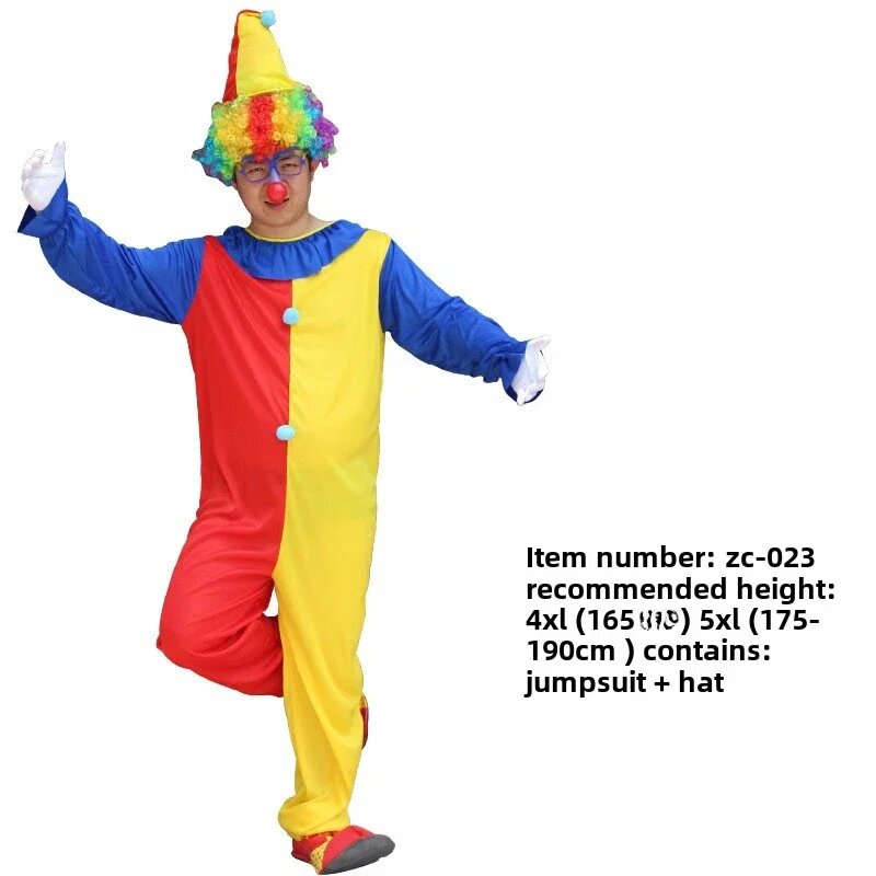 Костюмы клоуна Радужного клоуна для взрослых 5XL, ZC-023