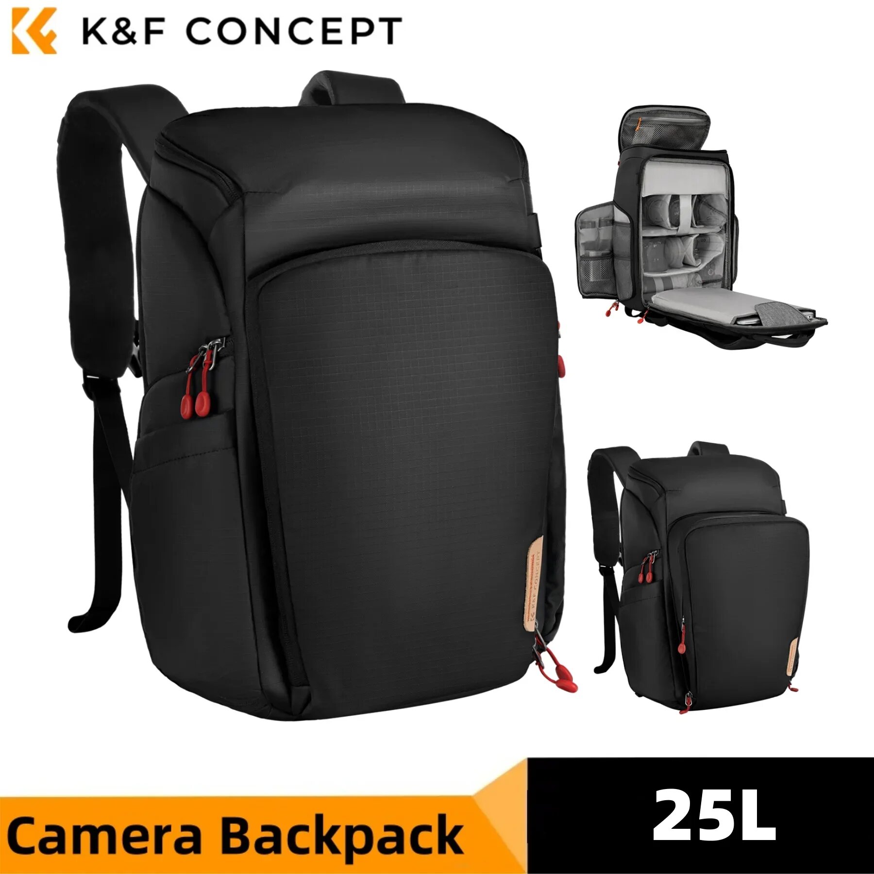 K&F CONCEPT Рюкзак для фотоаппарата 25L Upgrade Black