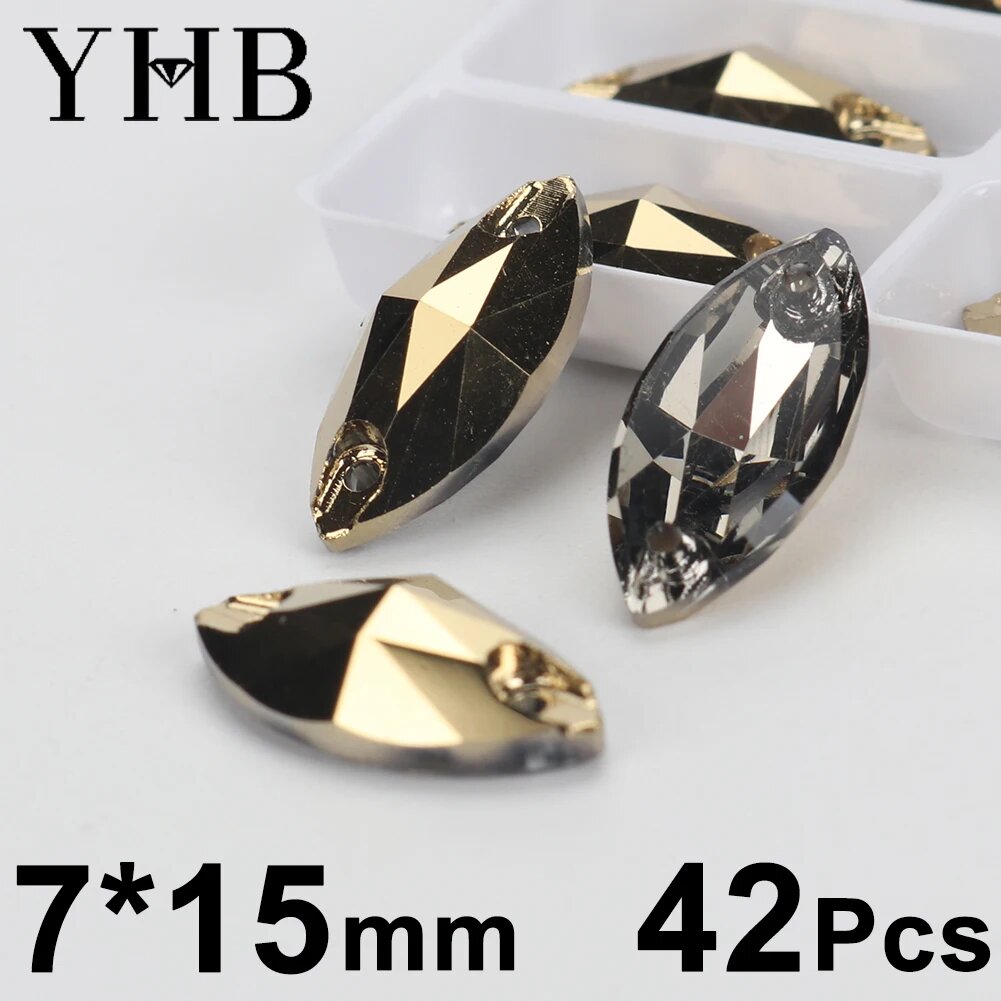 Стразы стеклянные YHB Nevette 7x15mm, 42шт