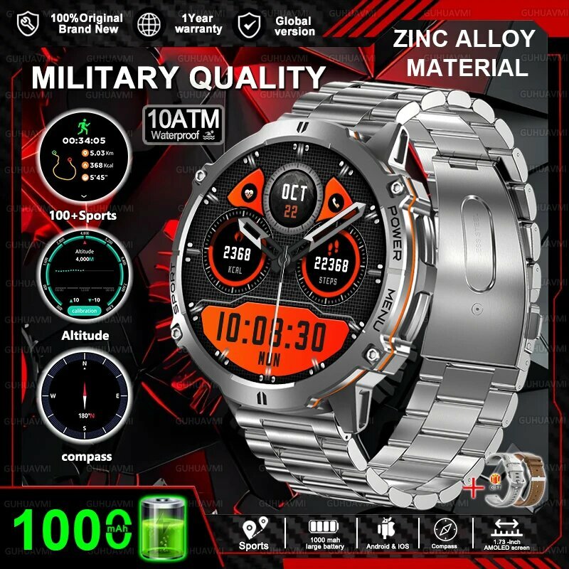 SmartWatch 2026 Ultra 1.73-inch Unisex Silver Steel 2A