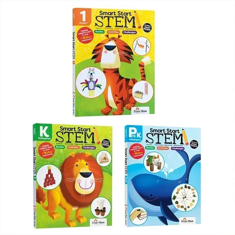 Evan Moor Smart Start STEM Английский учебник, рабочая тетрадь, упражнения 3-7 лет