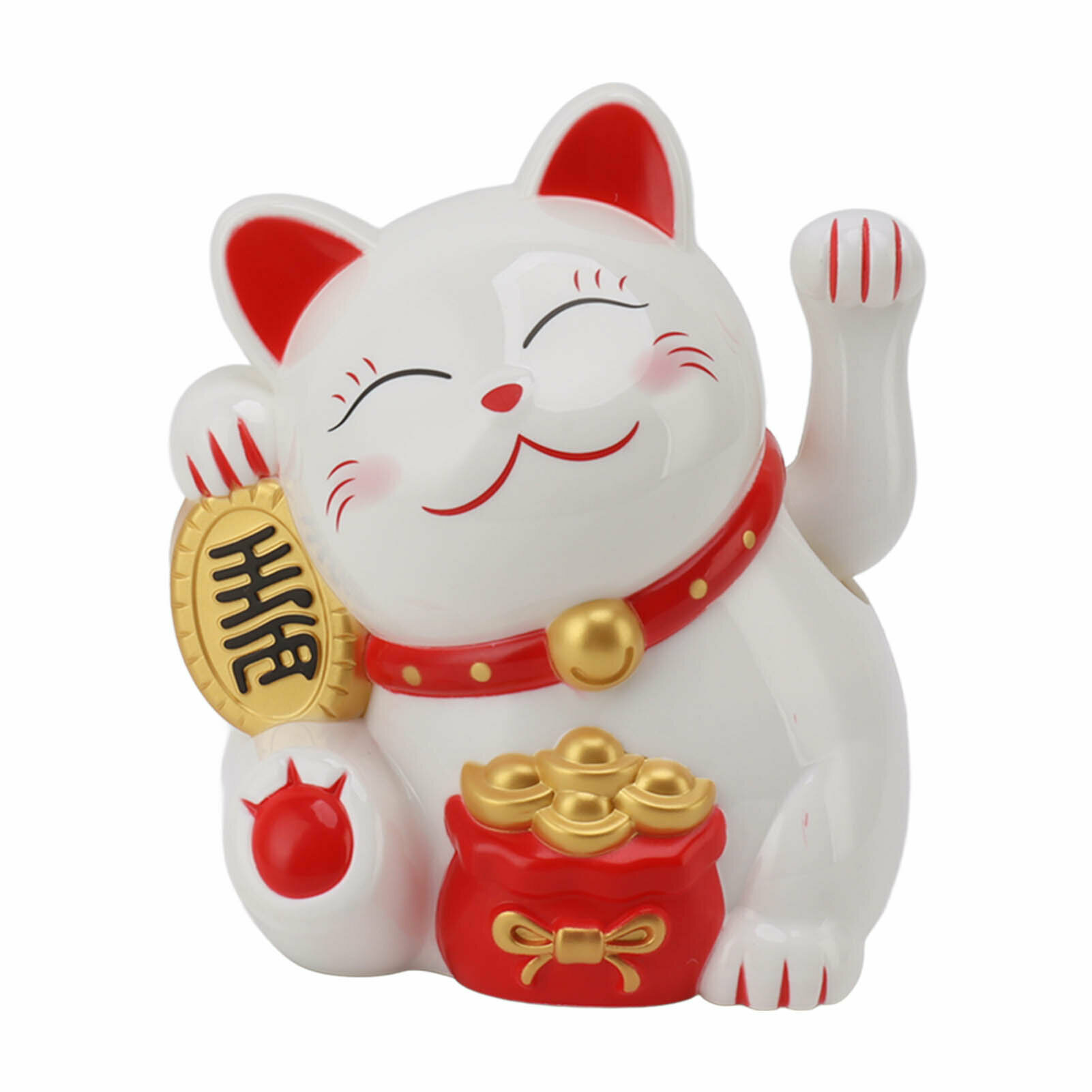 5.5in Electric Waving Arm Fortune Cat Decorative Cute Plastic Ornaments for Cashier Desk MLY11020-1 White