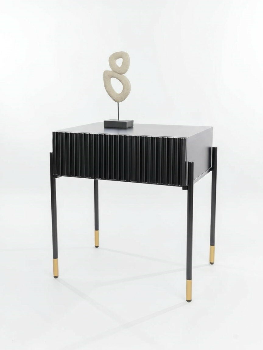 Тумба прикроватная на ножках черная, эмаль мдф 54х40х56 см напольная, Velvet без ручки