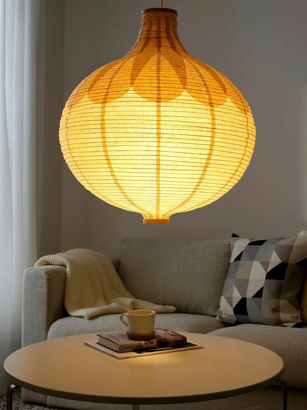 Люстра с абажуром из рисовой бумаги, без лампочки