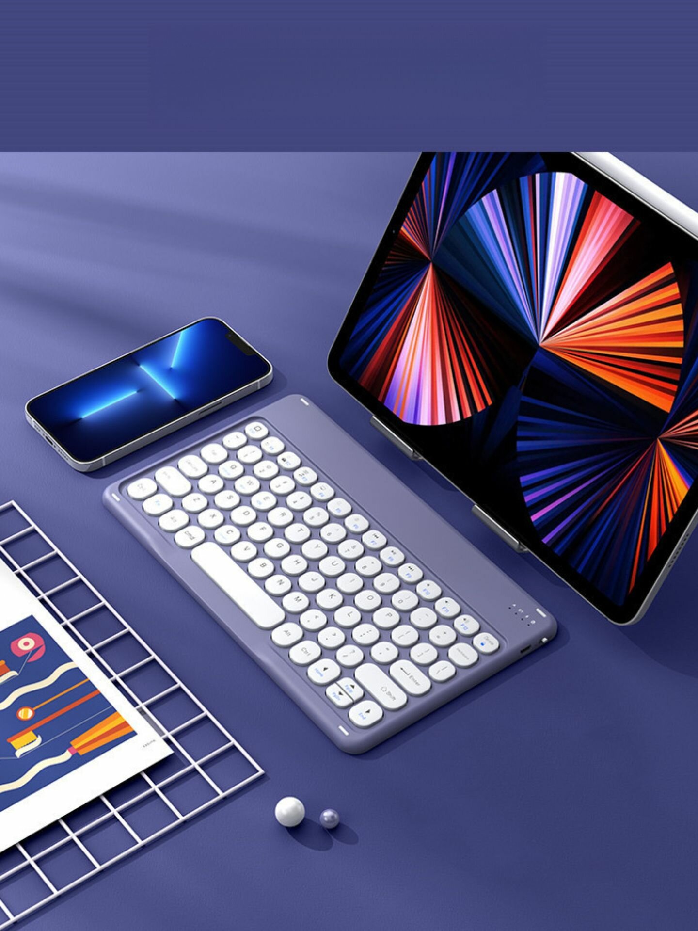 Магнитная беспроводная Bluetooth-клавиатура для iPad с сенсорным экраном, русская раскладка