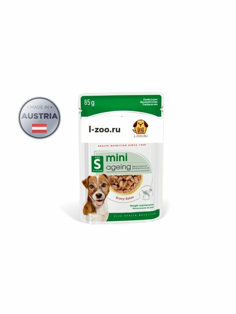 MINI AGEING Полнорационный корм для стареющих собак мелких размеров старше 8 лет 85гр х 12шт