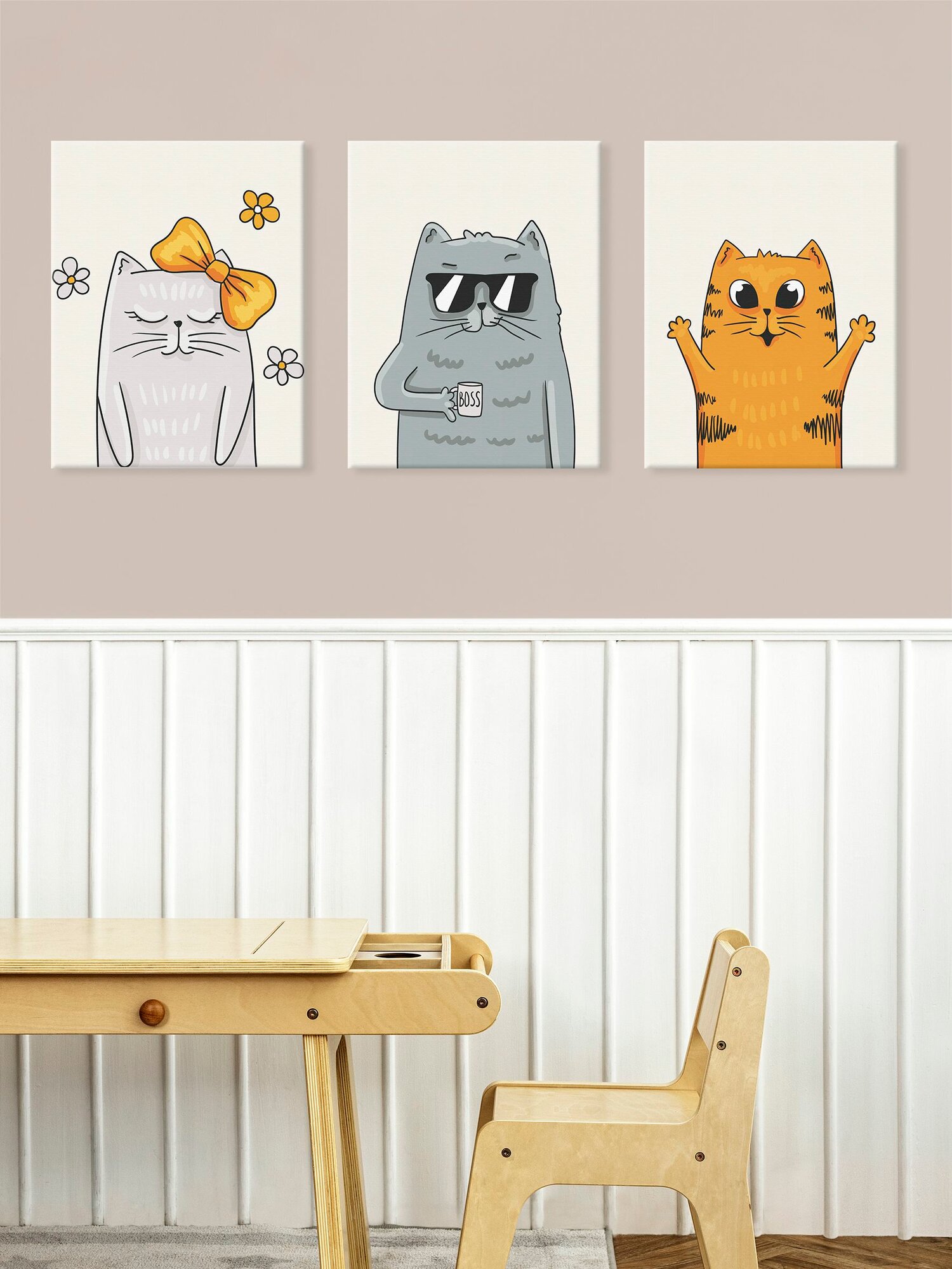 Модульная картина на стену Котята , 120х60 см , для детской, Порадуй