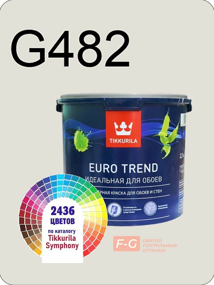 Краска для обоев Tikkurila Euro Trend 2,7л. светло-пастельные оттенки G482