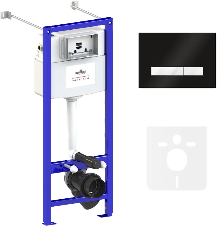 Инсталляция с кнопкой Lavinia Boho RelFix 77020031 42, 5 см, крепление к стене/к полу, кнопка для унитаза белая, глянцевая