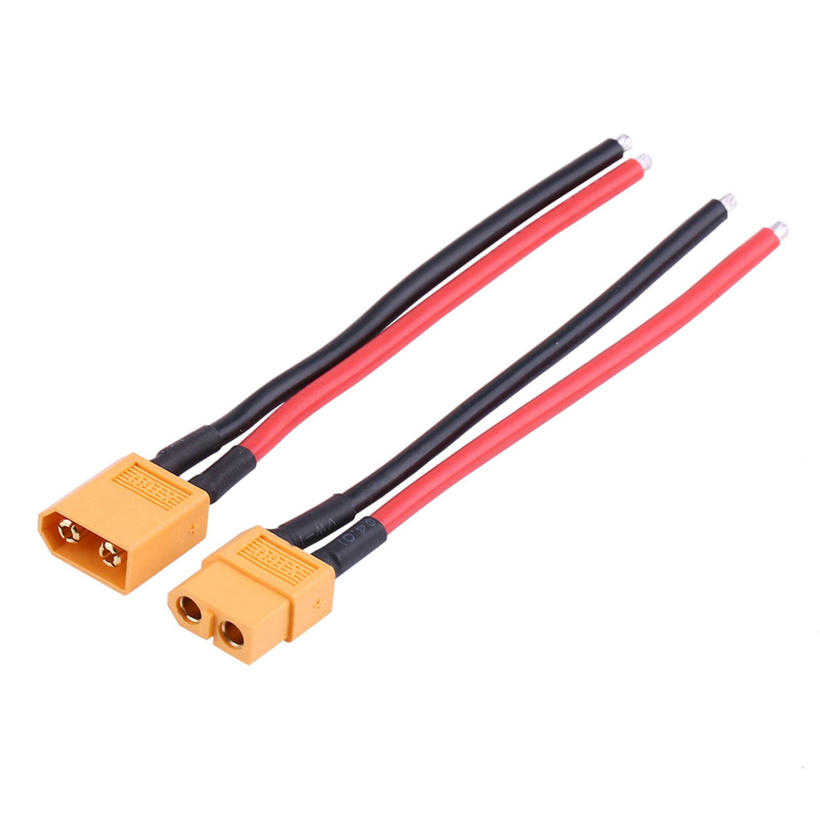 XT60 Connector Cable, Good Electrical Insulation Property Female 2Pcs/Set Silicone Jacket for High Power Application Most Charging Setup