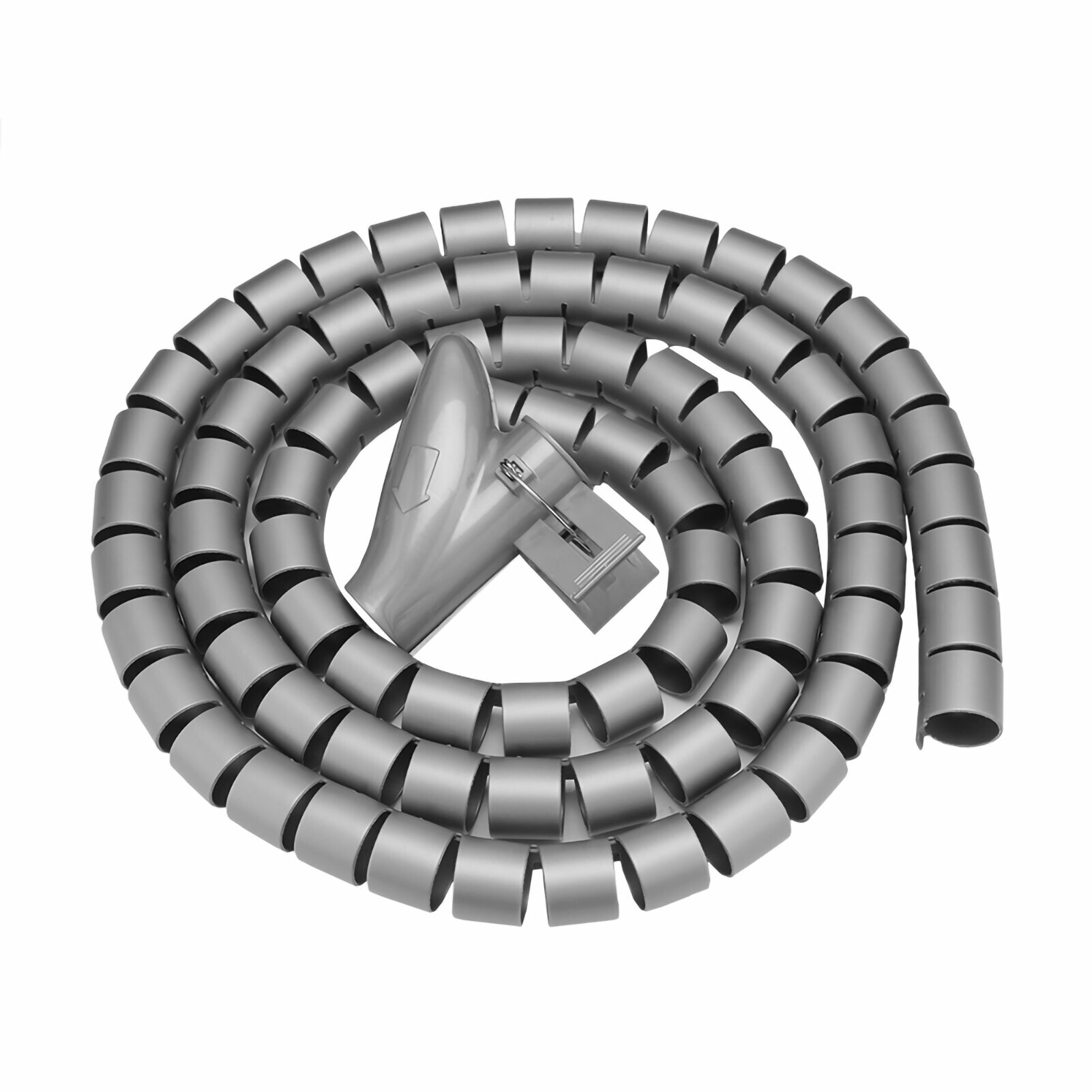 Flexible Spiral Tube Cable Organizer Wire Wrap Cord Protector Storage Silver 1.5m * 22mm