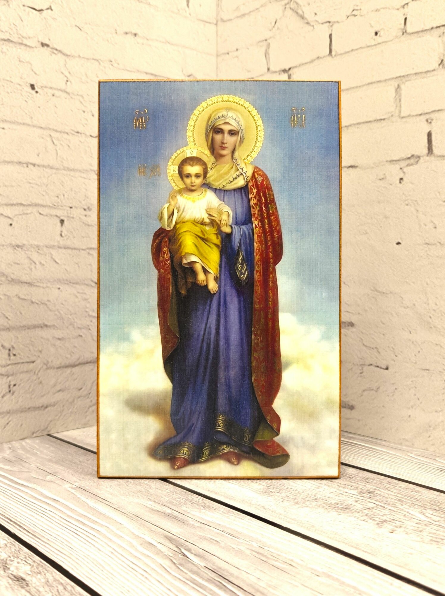 Икона Божия Матерь, Благодатное Небо, под старину, 10х15 см.