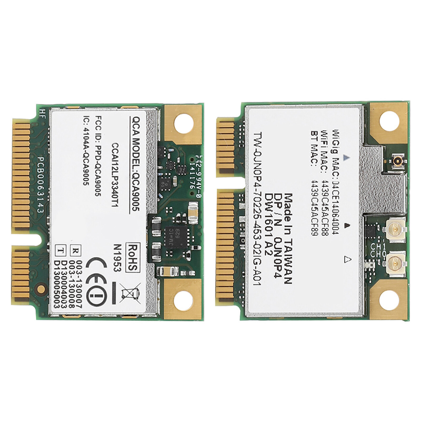 Сетевая карта беспроводная QCA9005 802.11AD Bluetooth 4.0 Wigig 7Gbps для Dell 6430u E5440 E7440, интерфейс MINI PCIE, поддержка протокола 80211a/b/g/n/ad, 2.4G/300Mbps, 5G/300Mbps, подходит для ноутбуков, рекламных станков, настольных ПК,